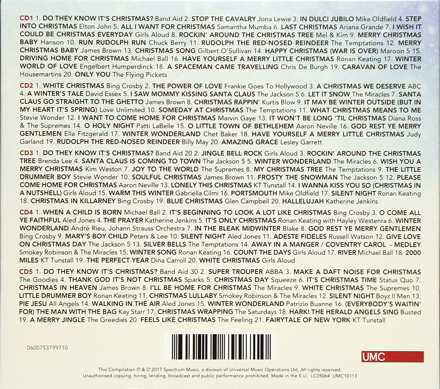 Various CD: 101 Christmas (5-CD) - Bear Family Records