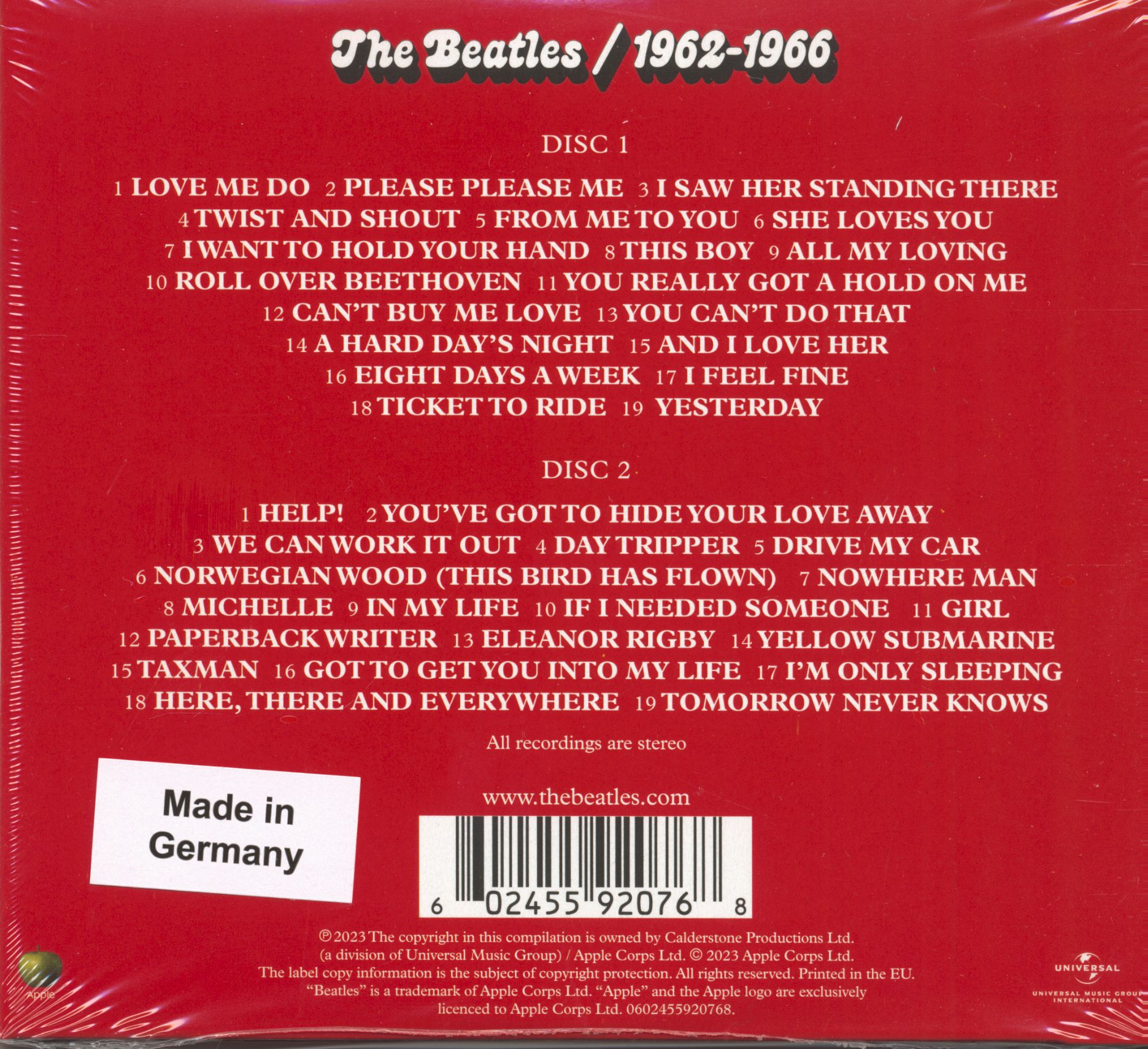 The Beatles CD: The Beatles 1962 - 1966 - The Red Album (2023 Edition) (2-CD) - Bear Family Records