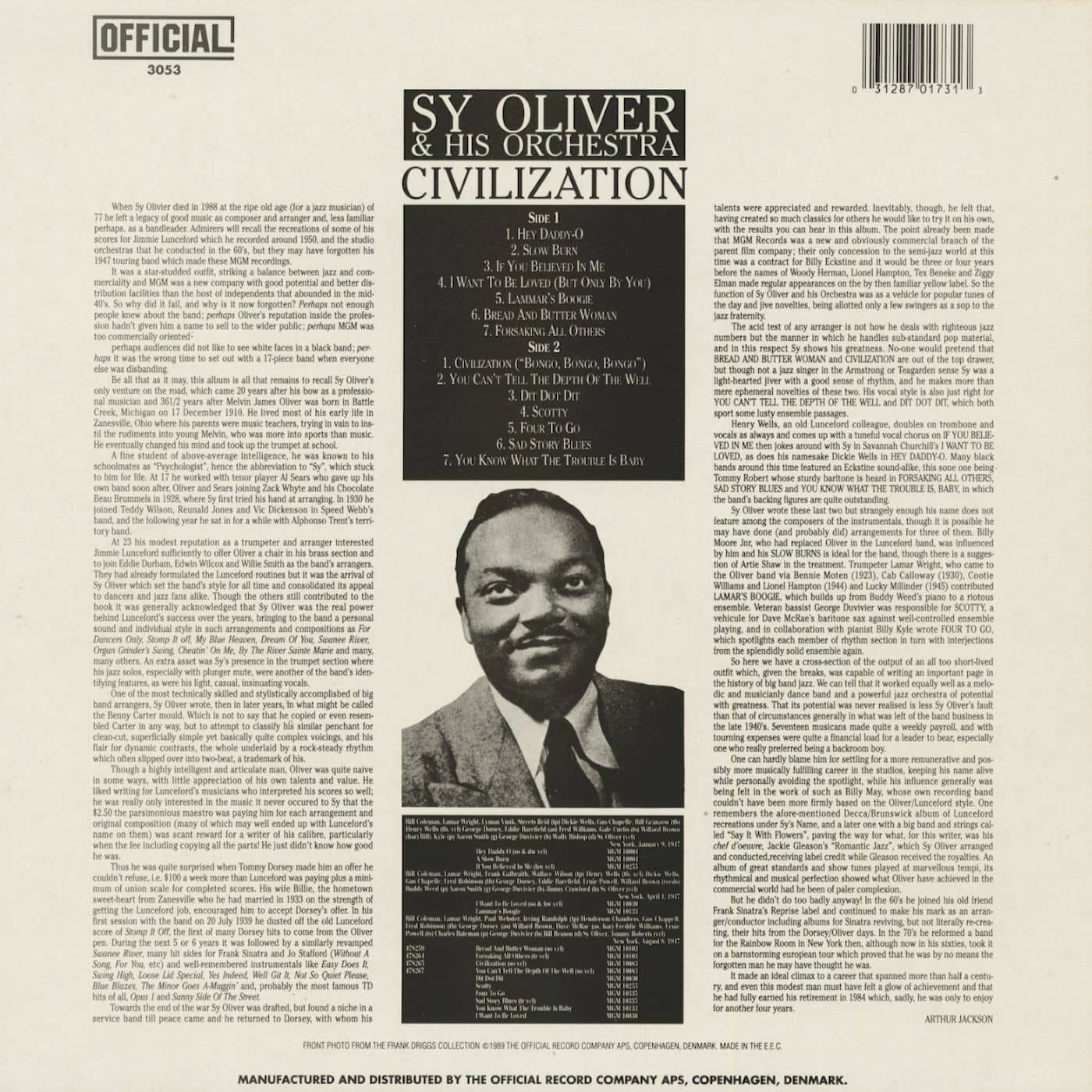 Sy Oliver & his Orchestra LP: Civilization (LP) - Bear Family Records